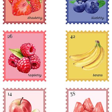 "Fruits Postage Stamp Pack" Sticker for Sale by CraftCartelArt | Redbubble