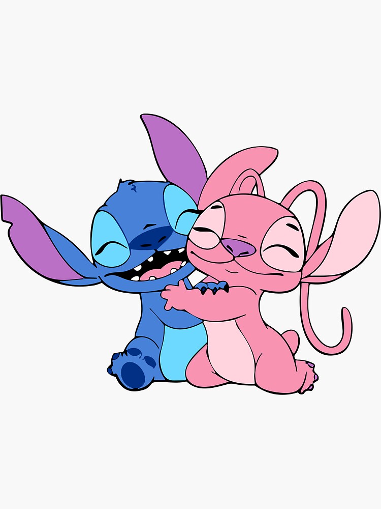 "Stitch & Angel, Cute Hug" Sticker for Sale by RemysDesign | Redbubble