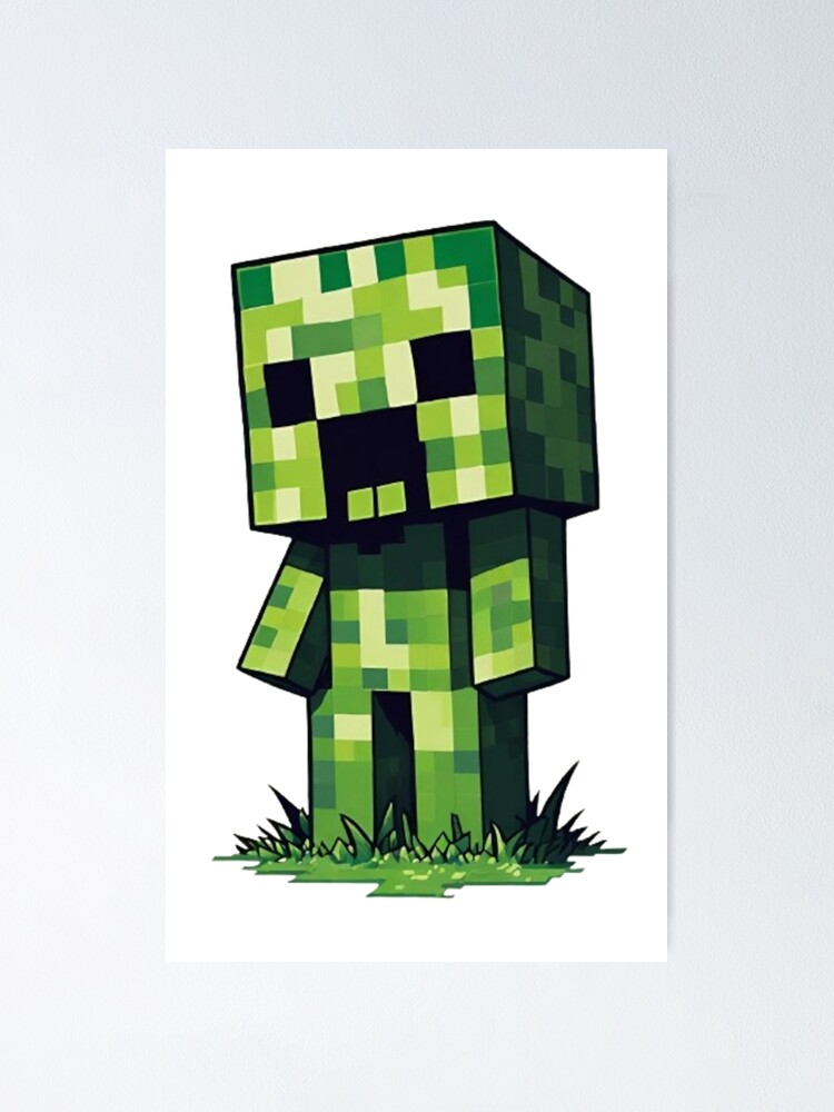 "Adorable Minecraft Creeper" Poster for Sale by LyssasMindArt | Redbubble