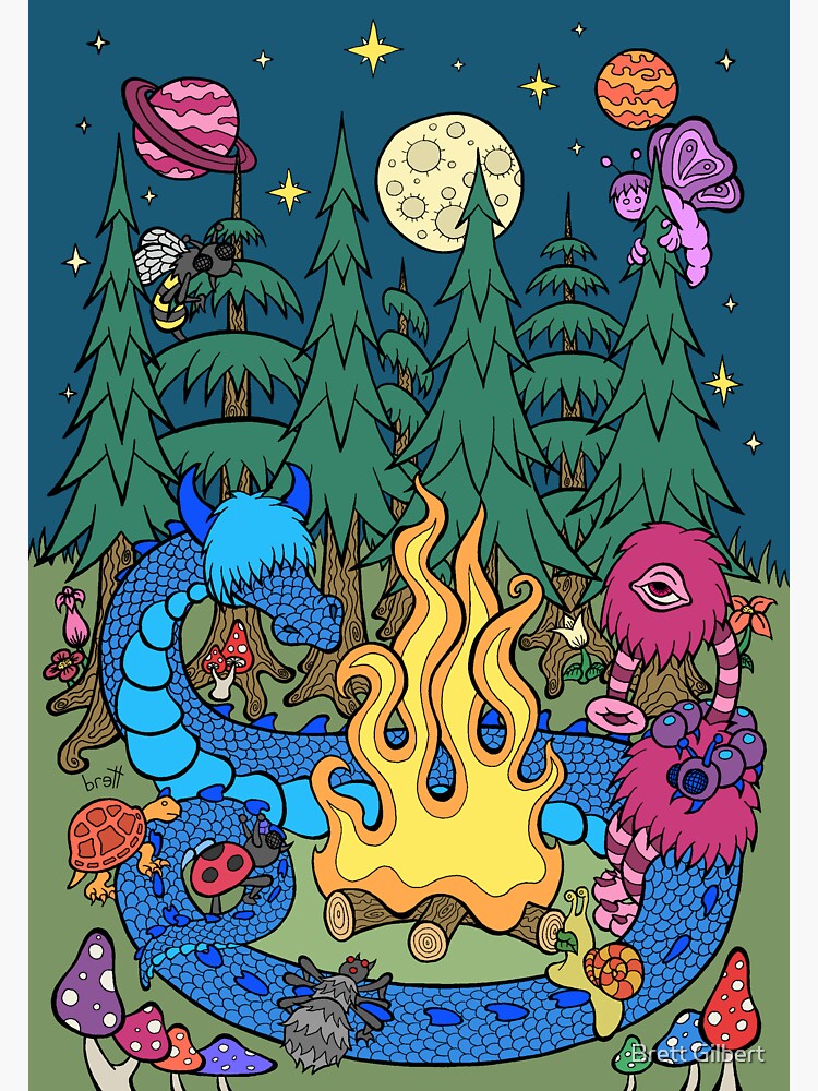 "Fireside Chat" Sticker for Sale by bgilbert | Redbubble