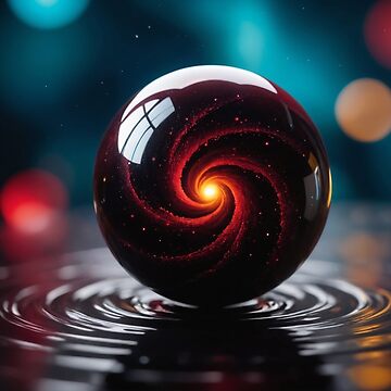 "A beautiful orb floating on a swirling vortex of beautiful black thick ...