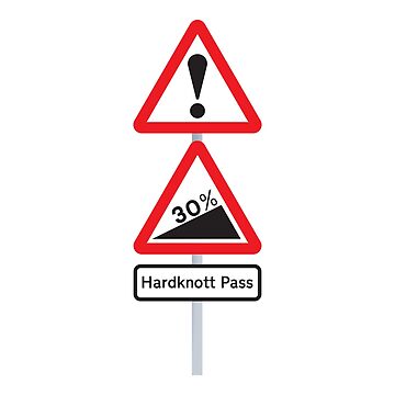 "Hardknott Pass Warning Sign" Sticker for Sale by CumbriaGuru | Redbubble