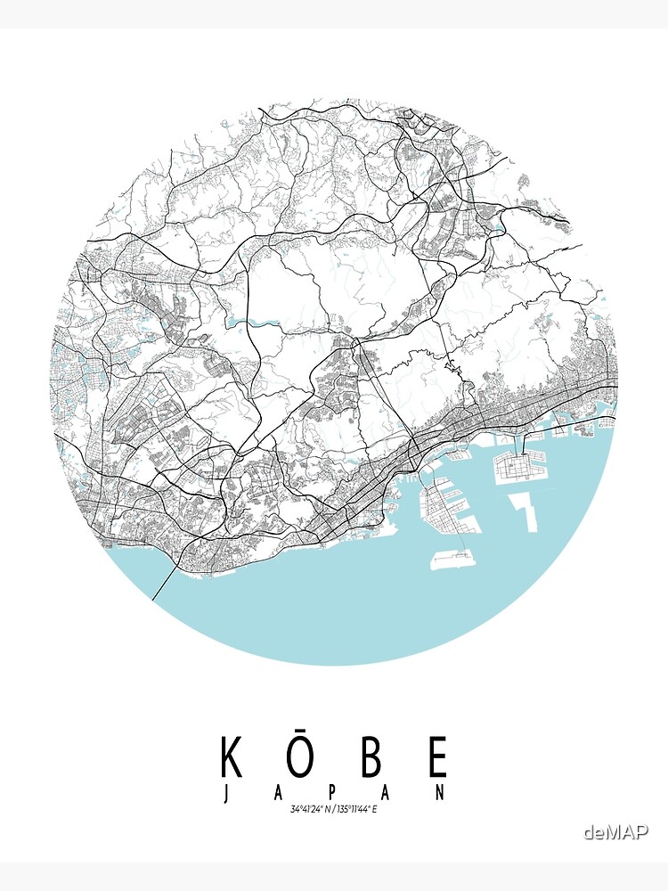 "Kobe City Map of Kansai, Japan - Circle" Poster for Sale by deMAP ...
