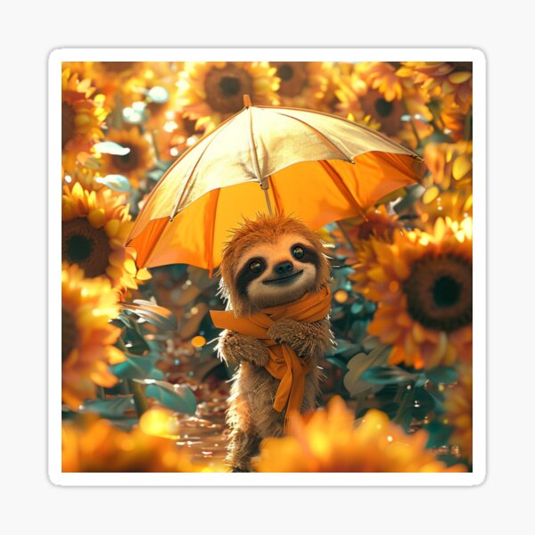 "Cute baby sloth in a sunflower garden" Sticker for Sale by sereneprint ...