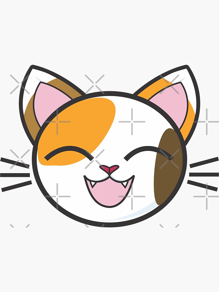 "Kawaii Anime Happy Calico Cat" Sticker for Sale by jadespear | Redbubble
