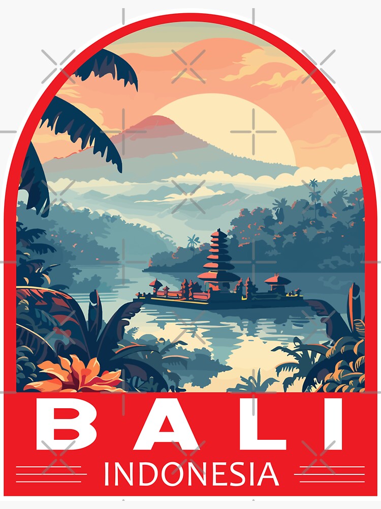 "Bali Indonesia Travel Art Emblem" Sticker for Sale by KrisSidDesigns ...