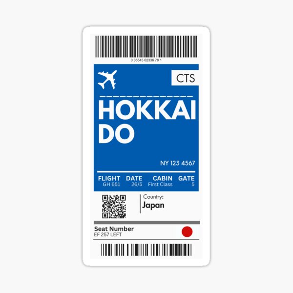 "Hokkaido Airplane Boarding pass" Sticker for Sale by RoamInk | Redbubble