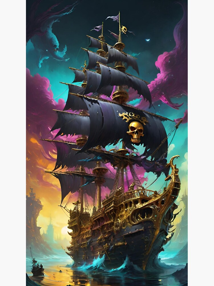 "Colorful pirate ship" Sticker for Sale by Art Lukas | Redbubble