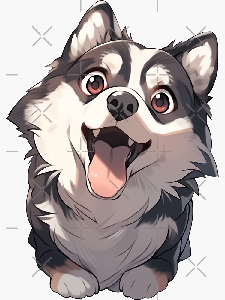 "Cute Kawaii Happy Puppy Husky Dog" Sticker for Sale by CozyKawaiiArt ...