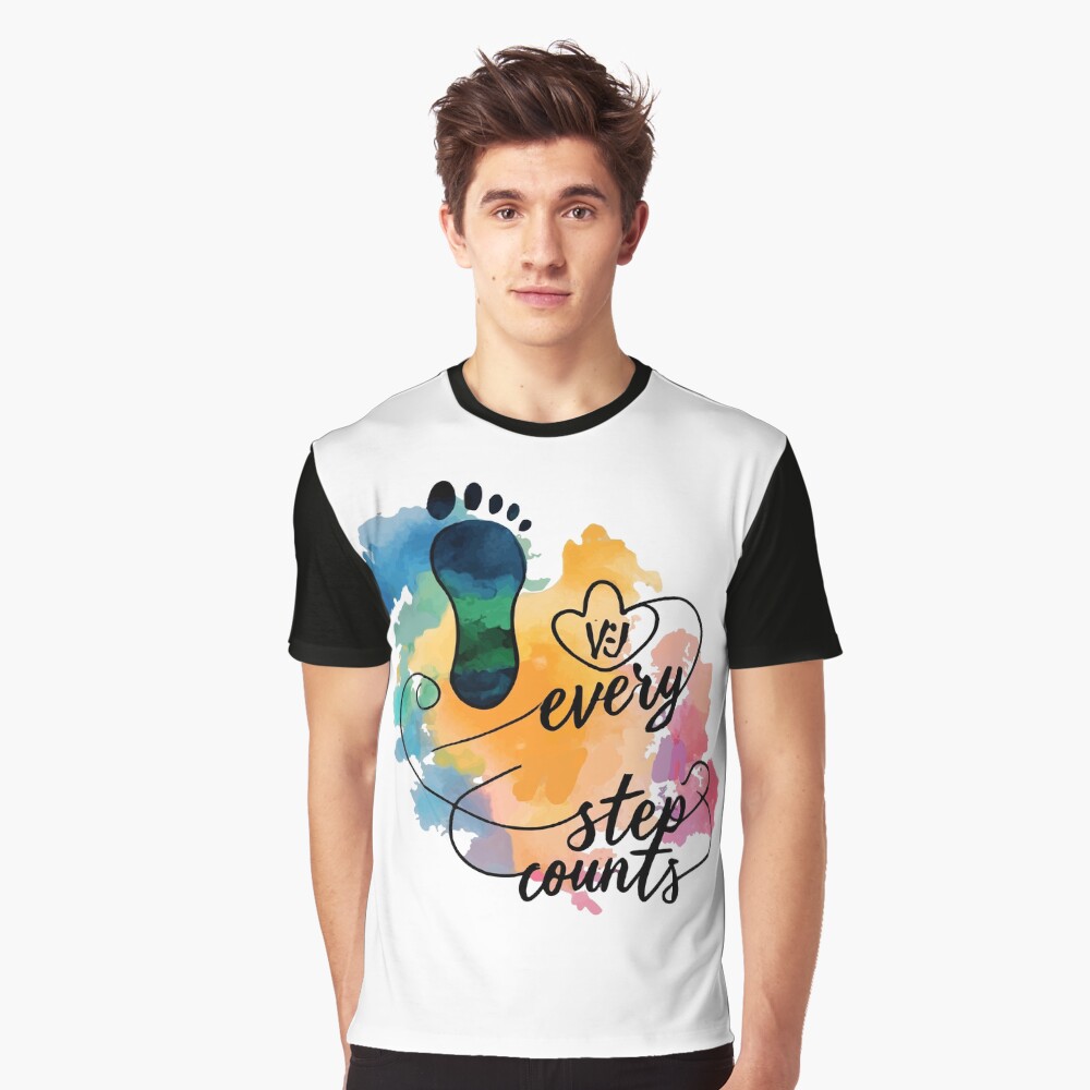 "Watercolor Footprint & Heartbeat - Every Step Counts" Sticker for Sale ...