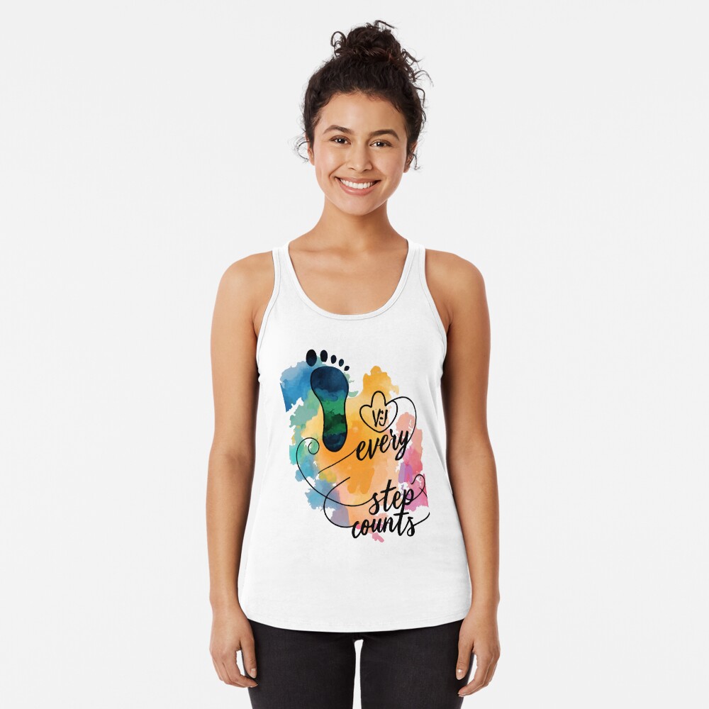 "Watercolor Footprint & Heartbeat - Every Step Counts" Sticker for Sale ...