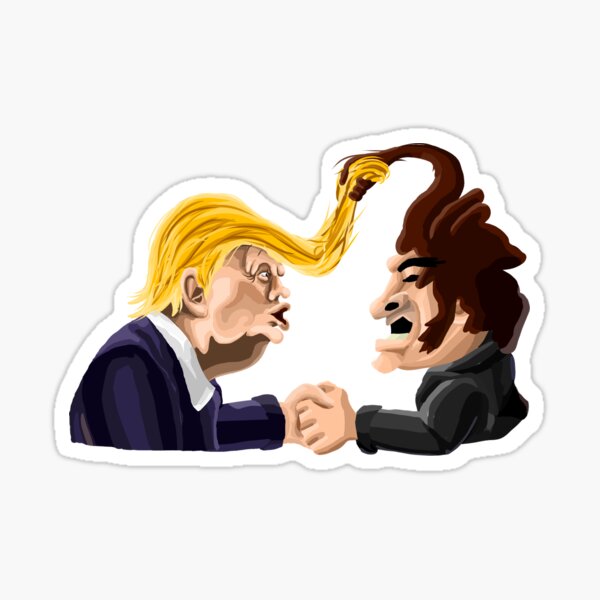 "Donald Trump x Javier Milei hair duel" Sticker by Super-TS | Redbubble