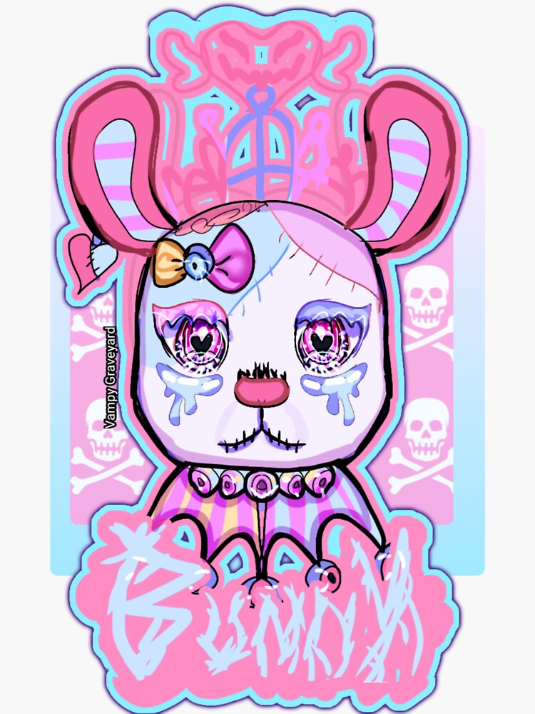 "Sad kawaii chibi rabbit cute illustration" Sticker by vampy-graveyard ...