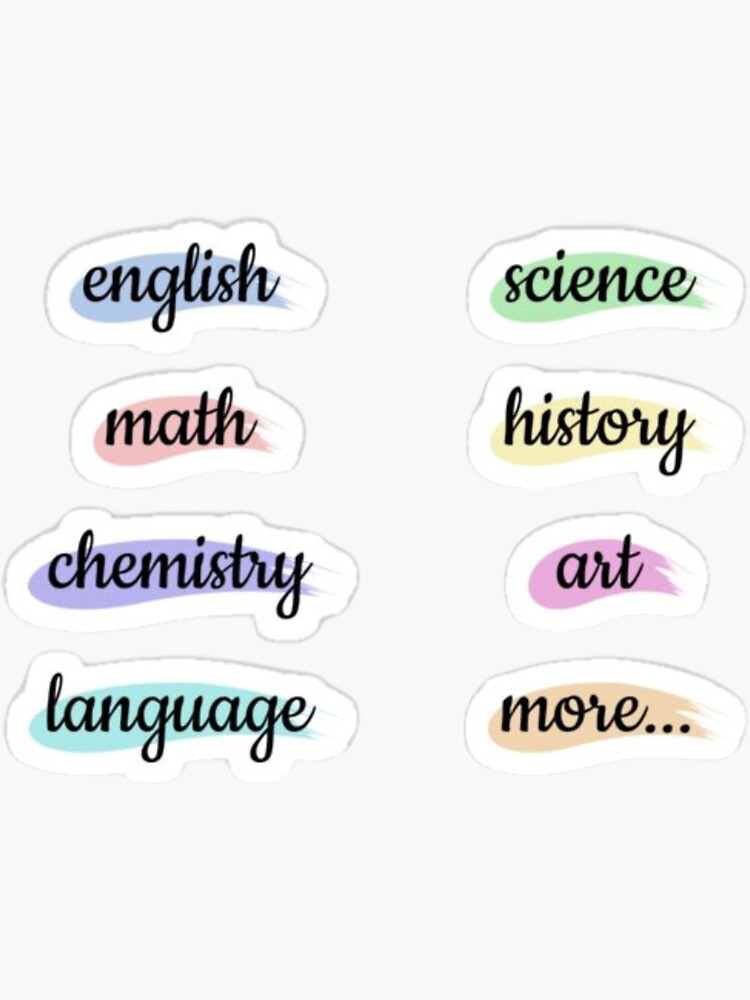 "Subject labels stickers" Sticker for Sale by Navashop | Redbubble