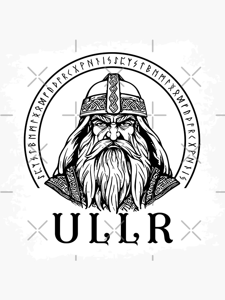 "Ullr Viking God of winter Norse Mythology with runes" Sticker for Sale ...