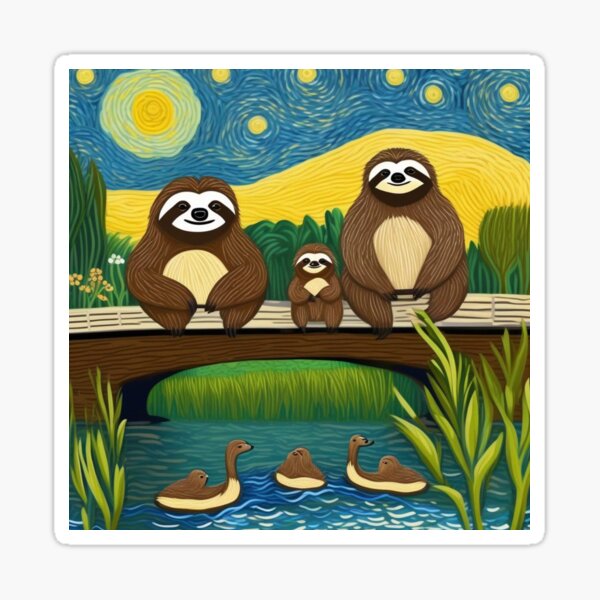 "Smily Sloths Family At The Riversides Zoo Pals" Sticker for Sale by ...