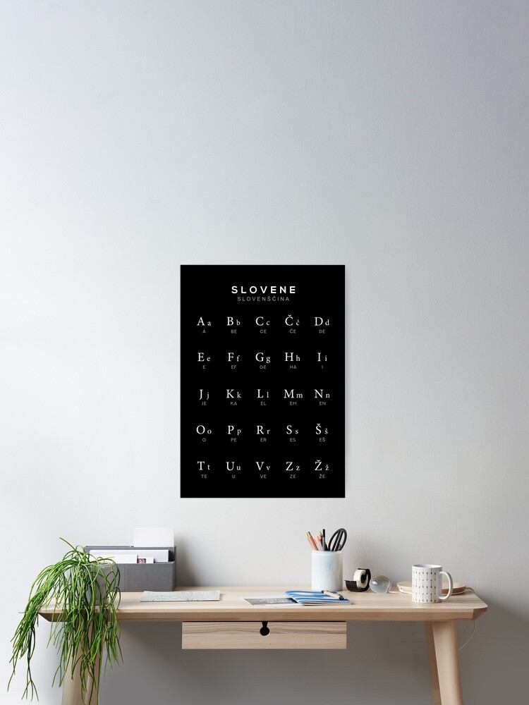 "Slovene Alphabet Chart, Slovenian Language Chart, Black" Poster for ...