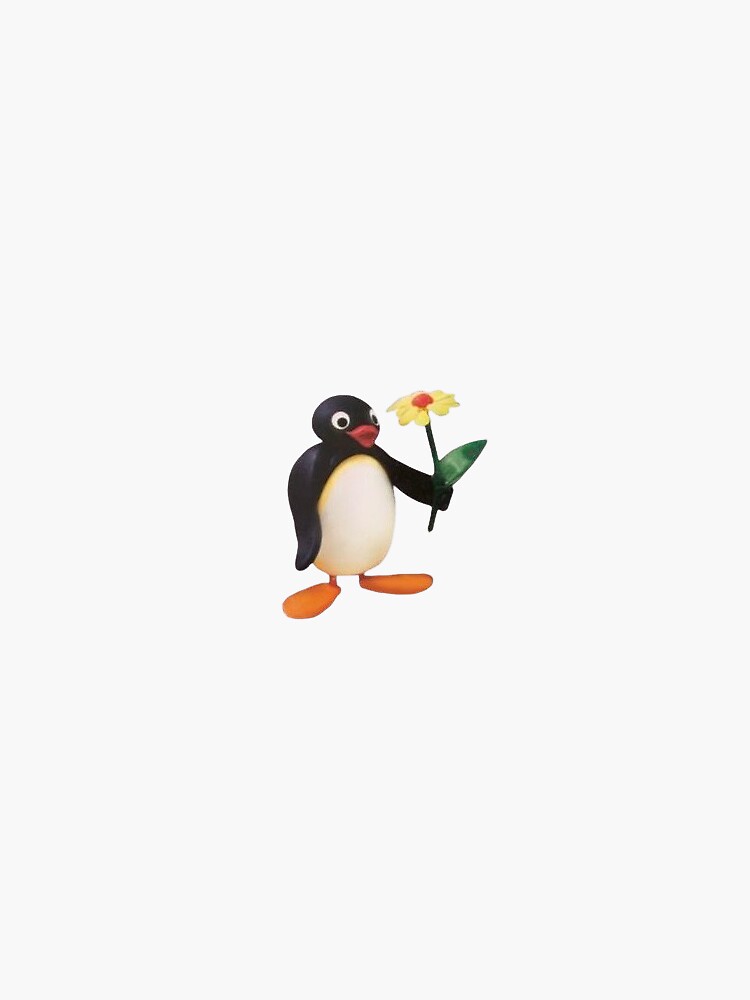"pingu with flower " Sticker for Sale by khumble | Redbubble