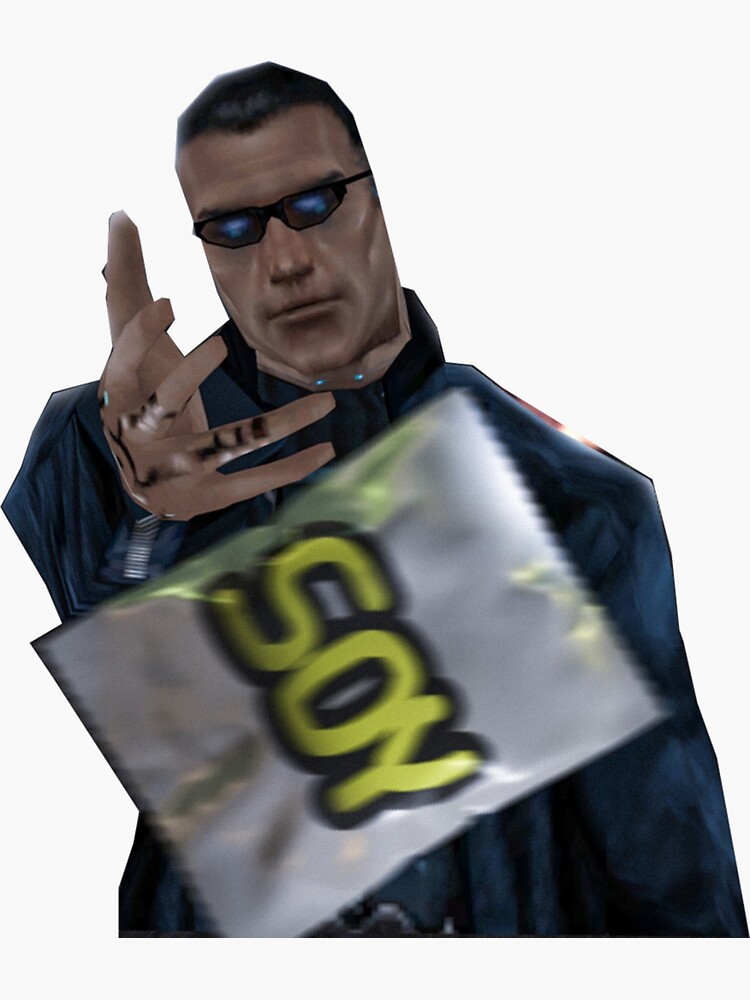 "JC Denton Deus Ex Throwing Soy" Sticker for Sale by HellravenShop ...