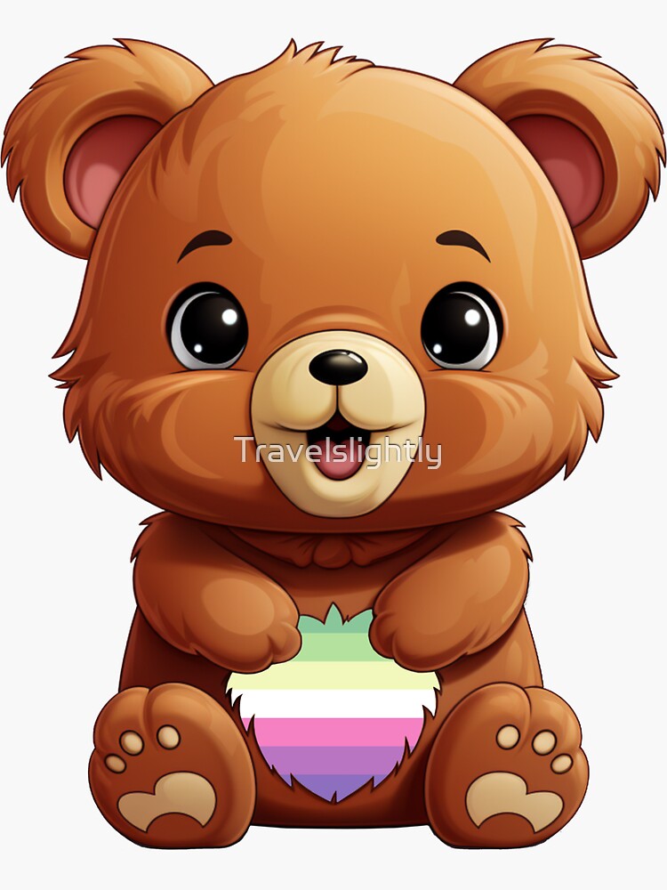 "Cute Genderfae Pride Flag Bear, Subtle Kawaii Genderdoe Bear Design ...