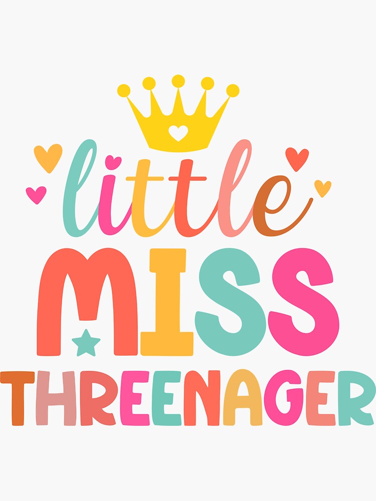 "Little Miss Threenager Girl 3 years Old Girl Birthday 3rd Bday ...