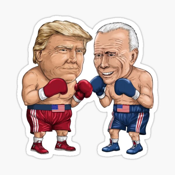 "Joe Biden vs Donald Trump Comic Boxing Fight" Sticker for Sale by ...