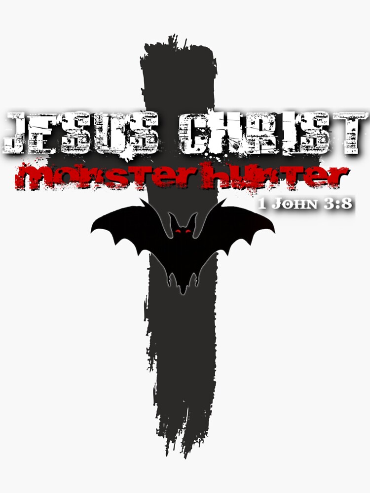 "Jesus Christ: Monster Hunter Logo" Sticker for Sale by Chris Weedin ...