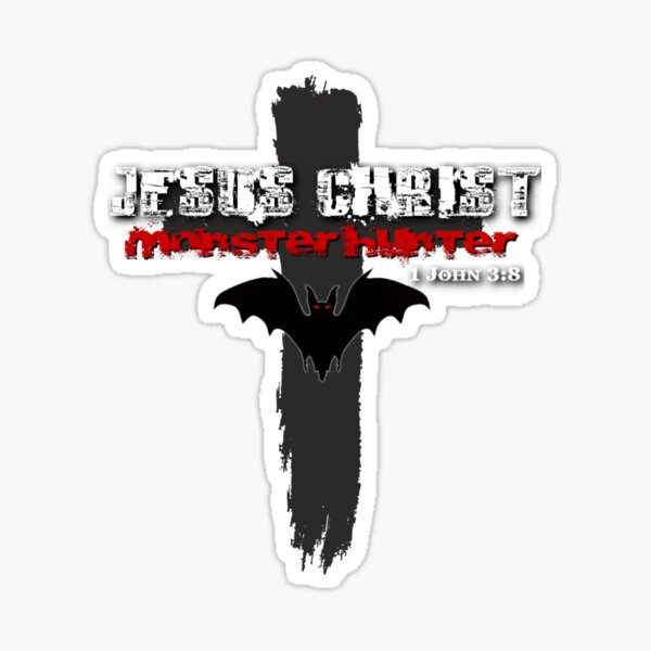 "Jesus Christ: Monster Hunter Logo" Sticker for Sale by Chris Weedin ...