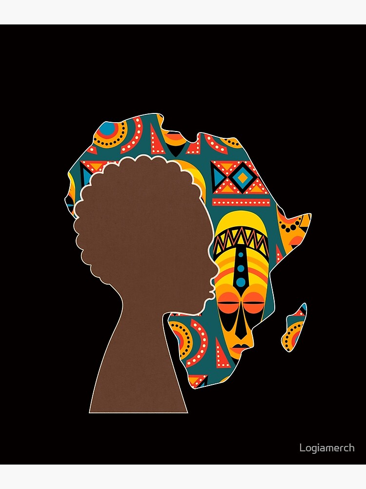 "Africa Map, Black Woman with African Pattern, Black History " Poster ...