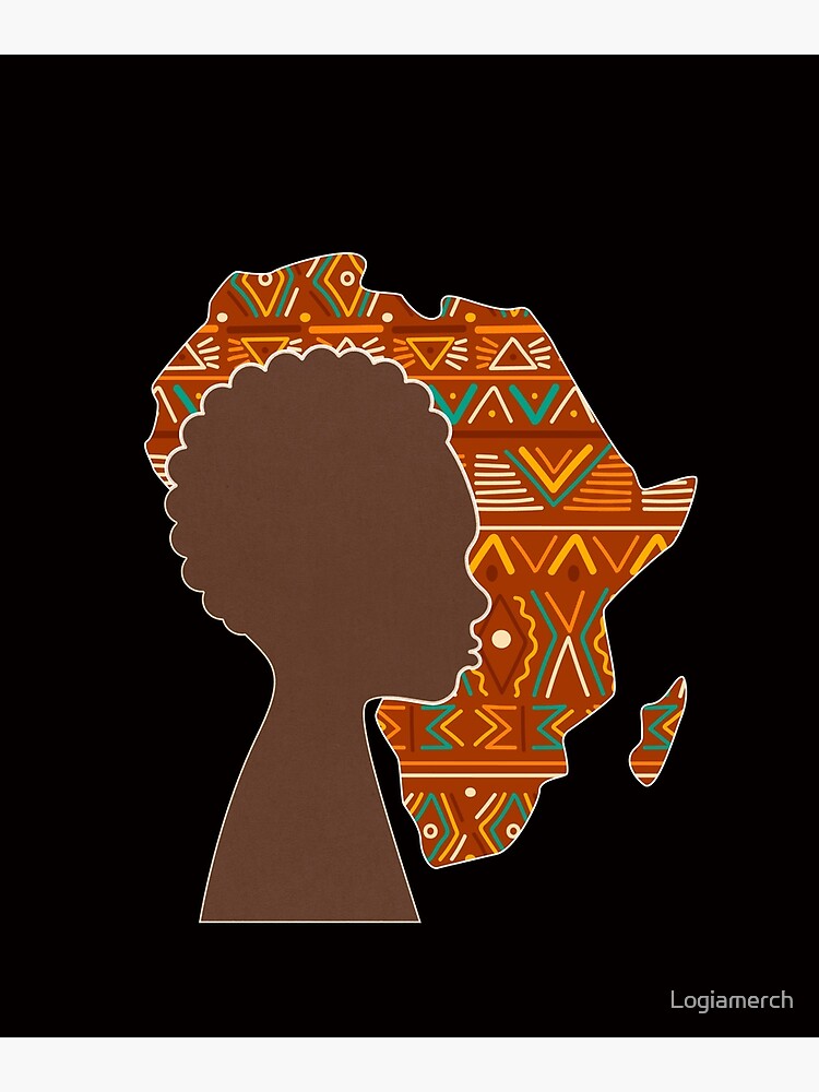 "Africa Map, Black Woman with African Pattern, Black History " Art ...