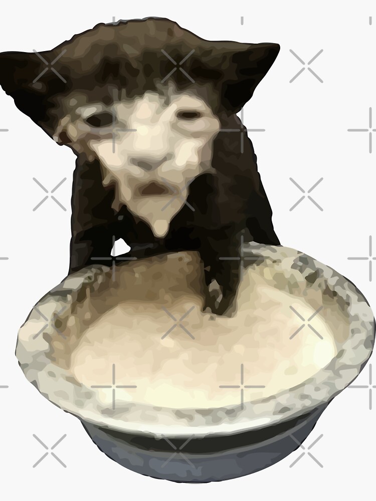 "Milk Face Cat Meme (Cursed Milk Cat)" Sticker for Sale by IcePools ...