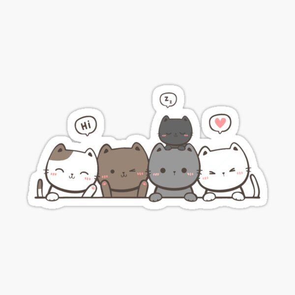 "Cats Waving" Sticker for Sale by jennysselling | Redbubble