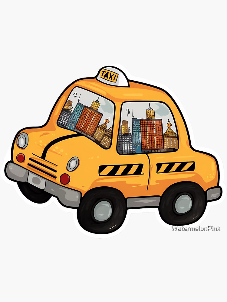 "Cute Yellow Big City Cab Sticker" Sticker for Sale by WatermelonPink ...