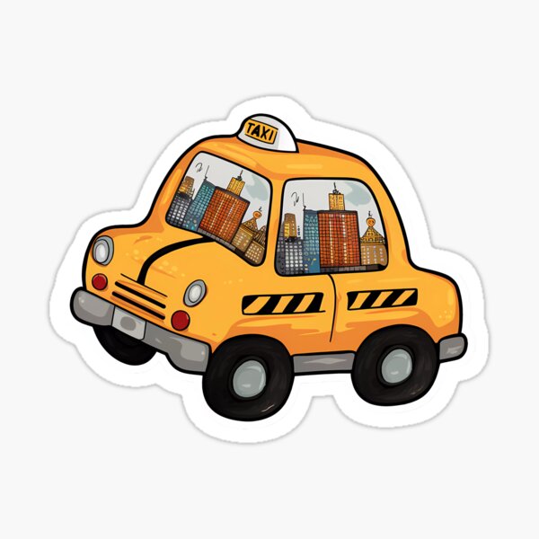 "Cute Yellow Big City Cab Sticker" Sticker for Sale by WatermelonPink ...