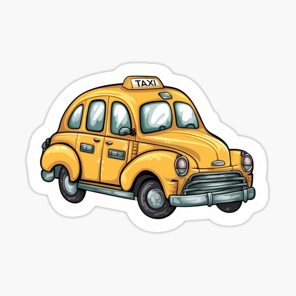 "Yellow Taxi Oldtimer Cab Illustration" Sticker for Sale by ...