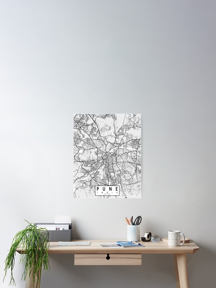 "Pune City Map of Maharashtra, India - Light" Poster for Sale by deMAP ...