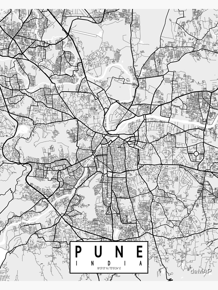 Pune City Map Pune, Maharashtra, India, Colorful City Map On Black