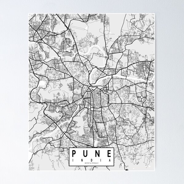 "Pune City Map of Maharashtra, India - Light" Poster for Sale by deMAP ...