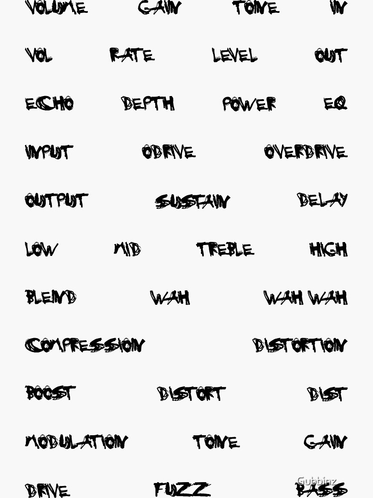 "Guitar Pedal Stompbox Labels - Grunge" Sticker for Sale by Gubbinz ...