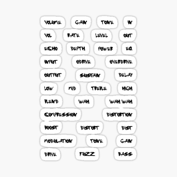 "Guitar Pedal Stompbox Labels - Grunge" Sticker for Sale by Gubbinz ...