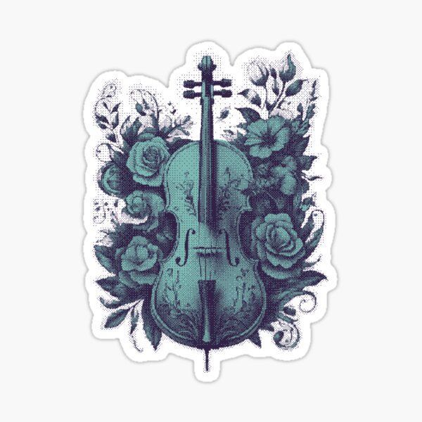 "Cello & roses pixel art blue" Sticker for Sale by Music-matter | Redbubble