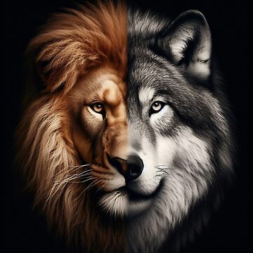 "Half Lion Half Wolf" Sticker by Minisonnette | Redbubble