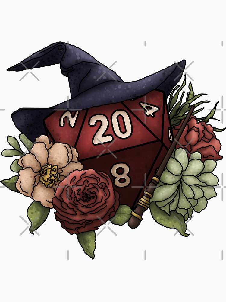 "Wizard Class D20 - Tabletop Gaming Dice" Sticker for Sale by Kiel ...