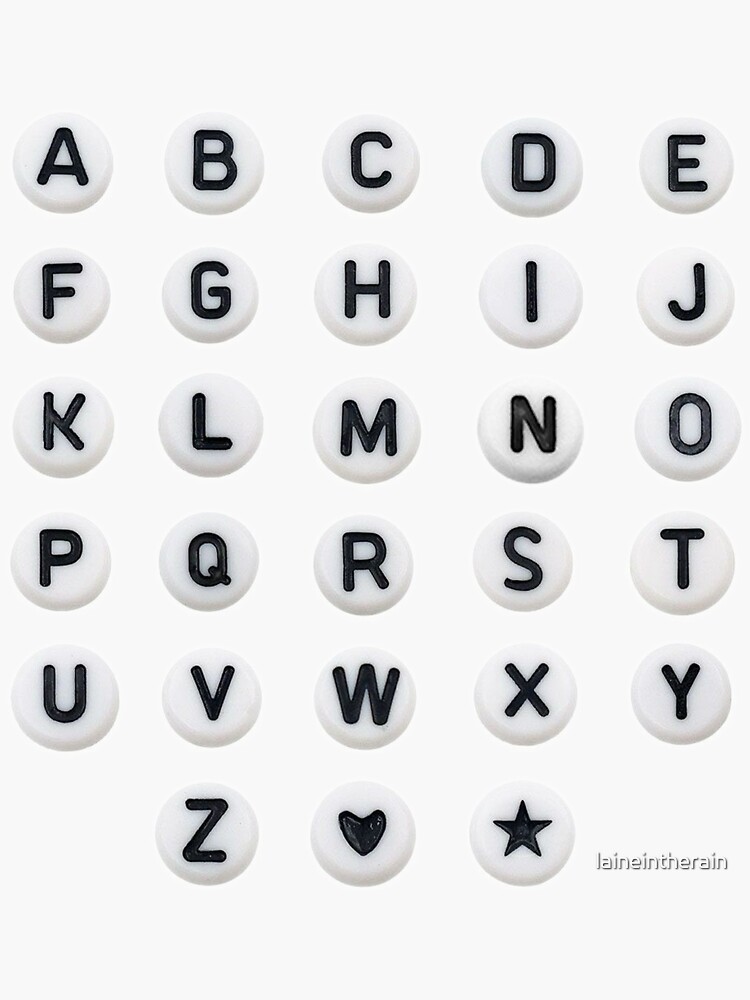 "friendship bracelet letter beads" Sticker for Sale by laineintherain ...