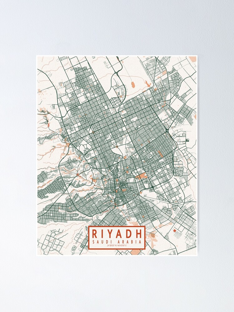 "Riyadh City Map of Saudi Arabia - Bohemian" Poster for Sale by deMAP ...