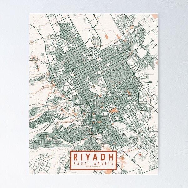 "Riyadh City Map of Saudi Arabia - Bohemian" Poster for Sale by deMAP ...