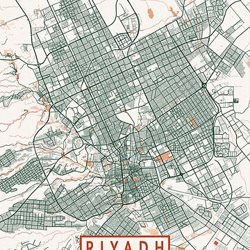 "Riyadh City Map of Saudi Arabia - Bohemian" Poster for Sale by deMAP ...