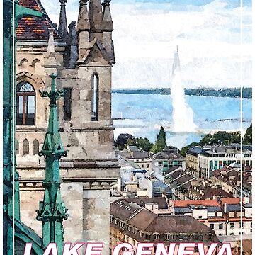 "Lake Geneva, Switzerland" Sticker for Sale by Era-of-Traveler | Redbubble