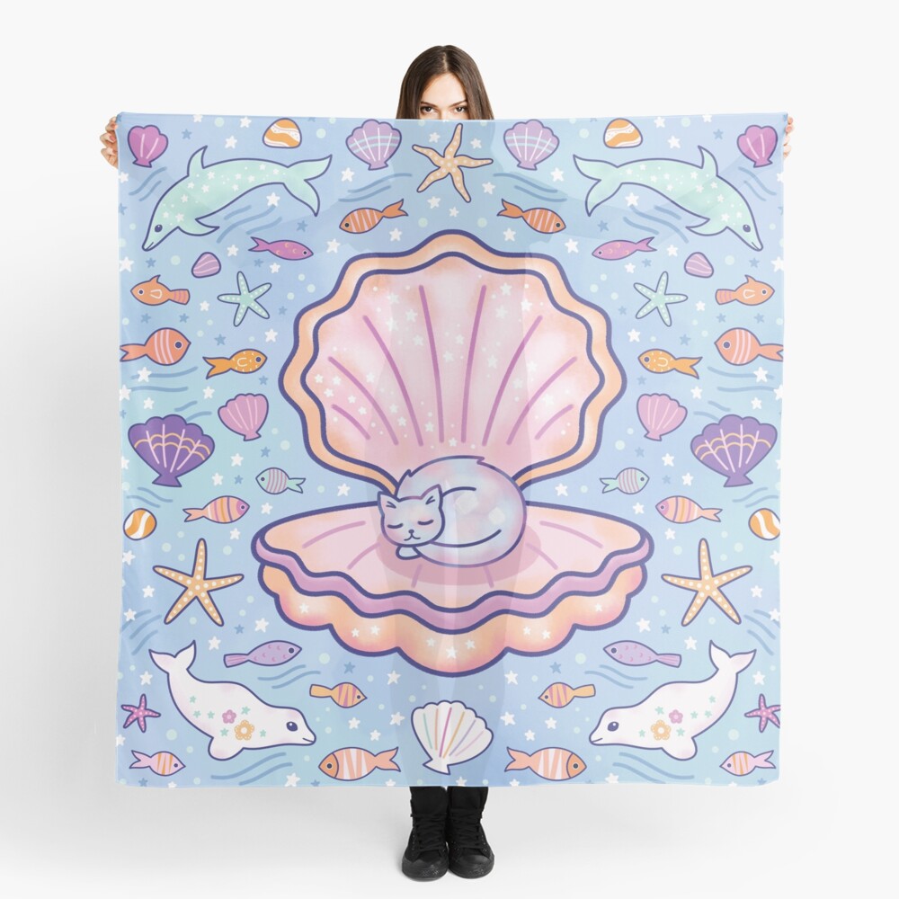 "Pearl Cat in a Shell" Sticker for Sale by CarlyWatts | Redbubble
