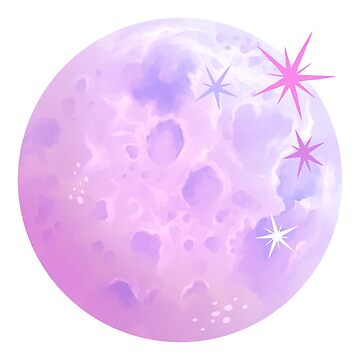 "Pink Full Moon And Stars" Sticker for Sale by Kateryna Patak | Redbubble